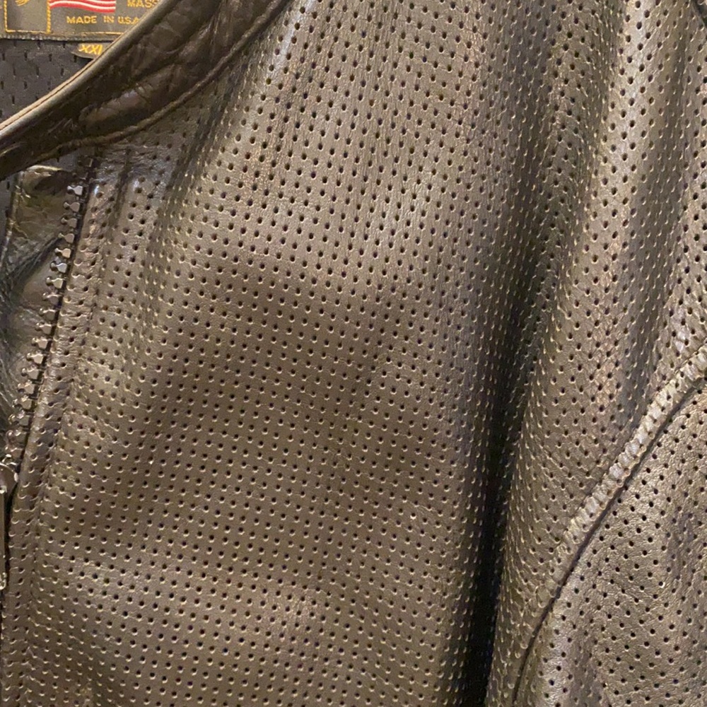 Men’s Perforated Black Leather Jacket - Gem